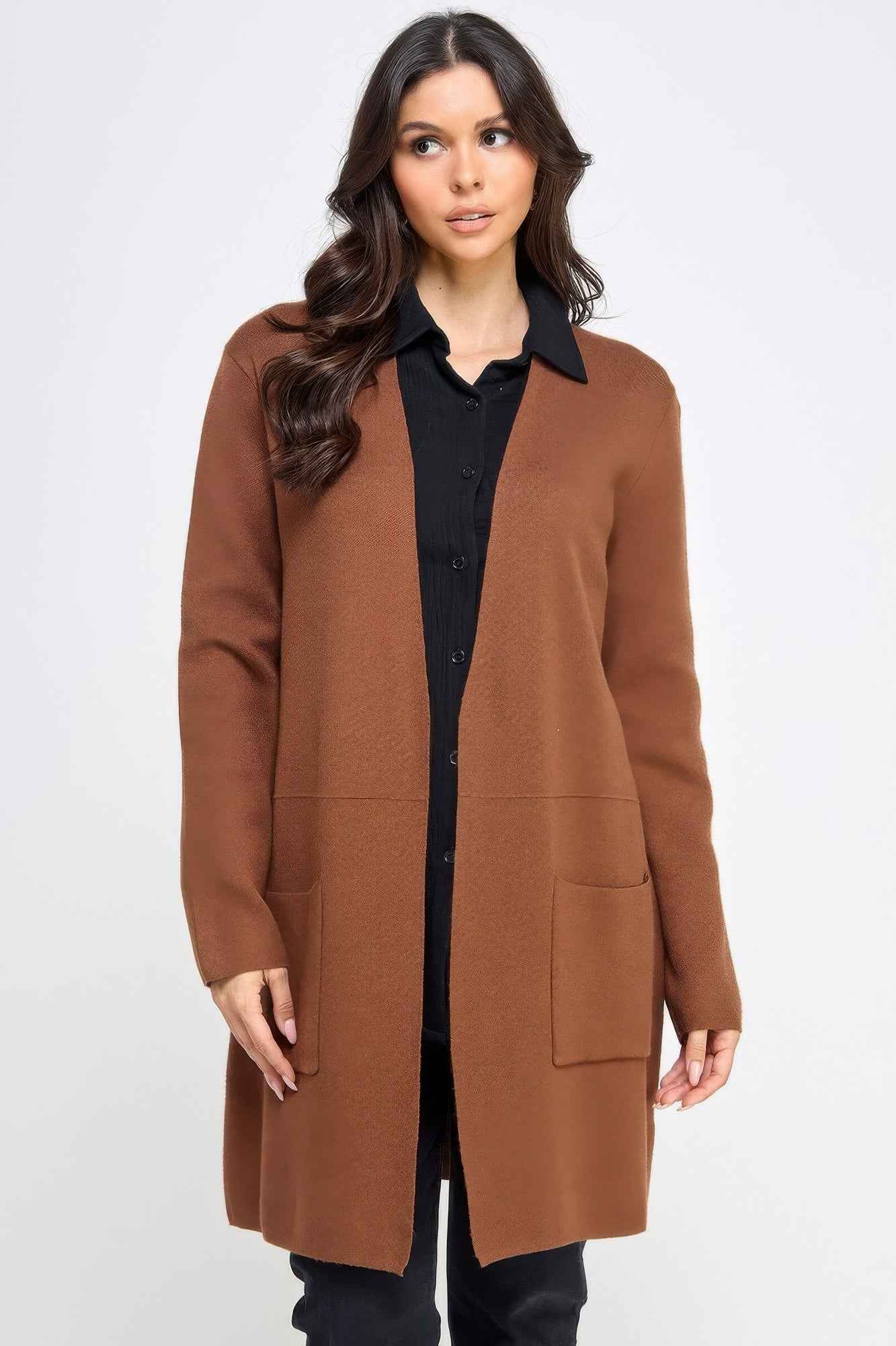 Basic Soft Long Line Open Front Sweater Cardigan - Excel Merchandise